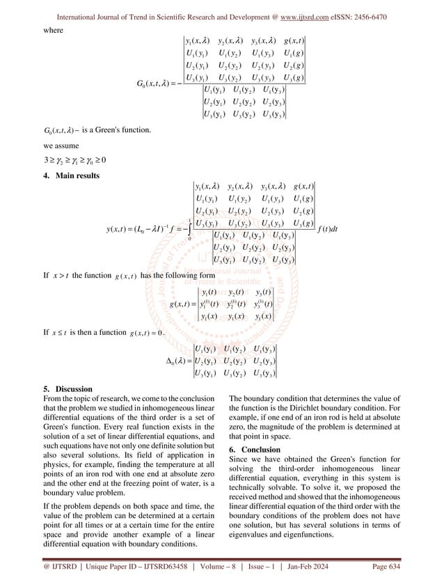 Differential Equations Third Order Inhomogeneous Linear with Boundary Conditions | PDF