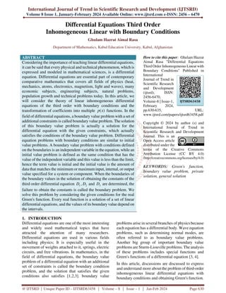 Differential Equations Third Order Inhomogeneous Linear with Boundary Conditions | PDF