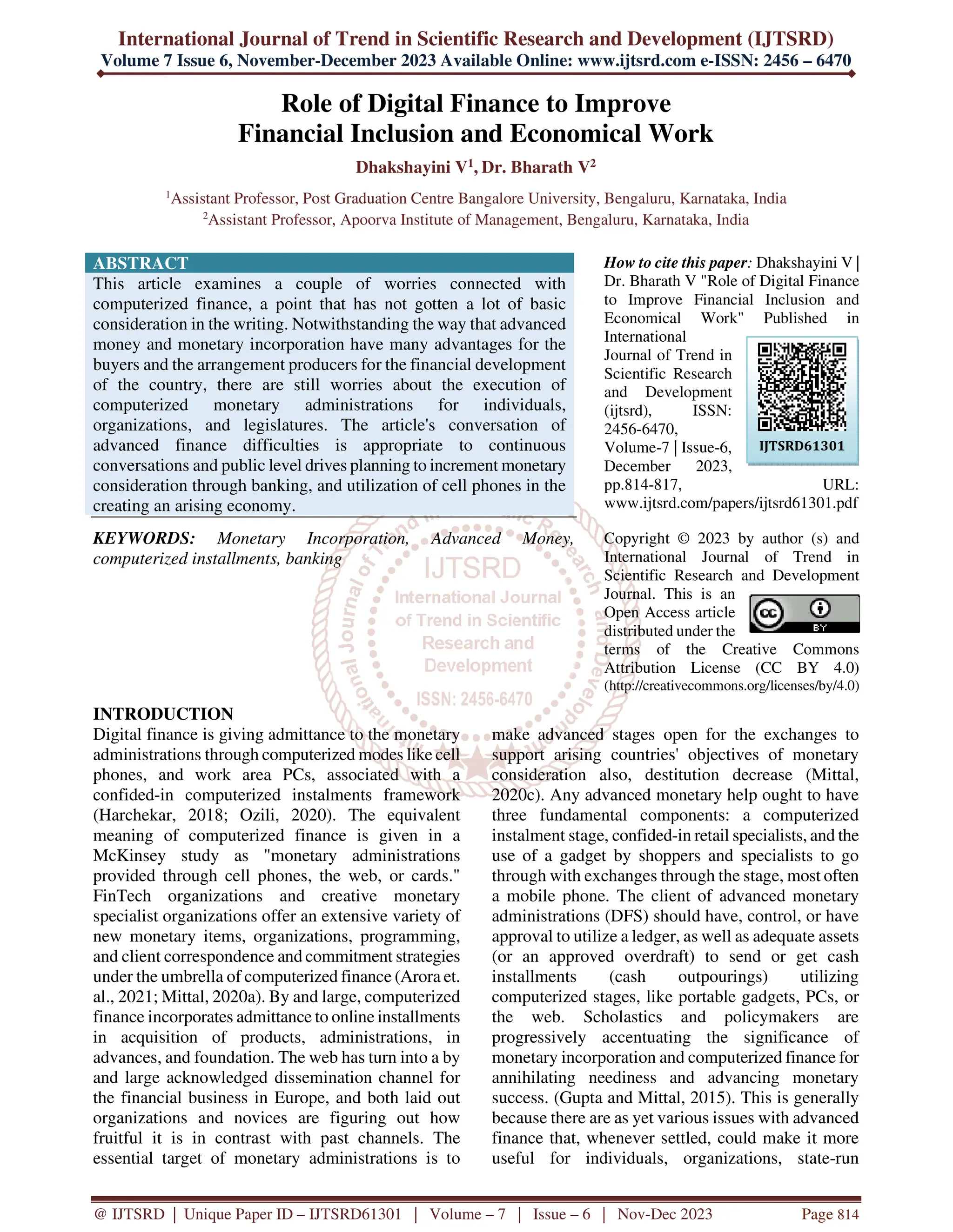 Role of Digital Finance to Improve Financial Inclusion and Economical ...
