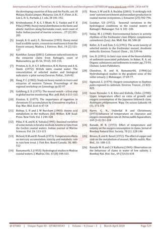 Study of Seasonal Variations in Oxygen Consumption of Estuarine Clam ...