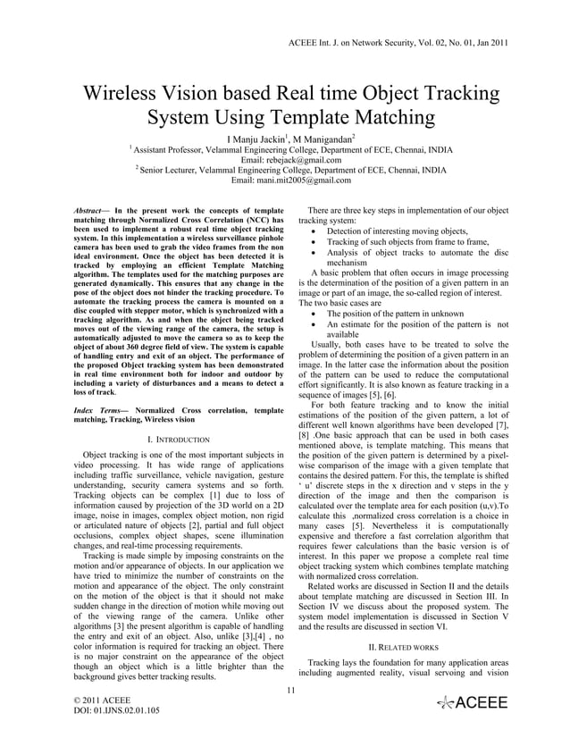 Wireless Vision based Real time Object Tracking System Using Template ...