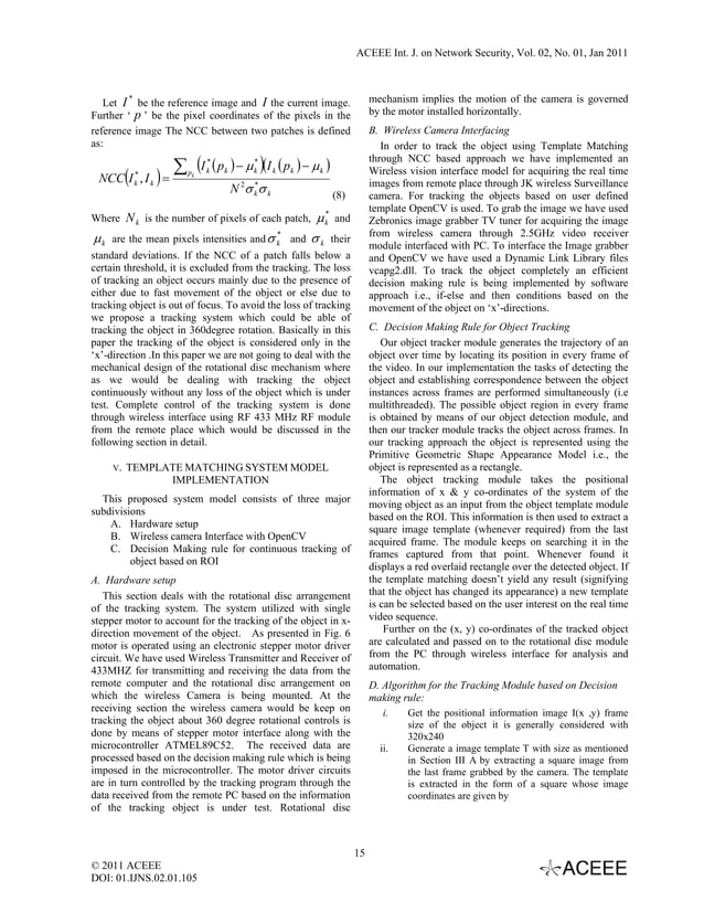 Wireless Vision based Real time Object Tracking System Using Template Matching | PDF