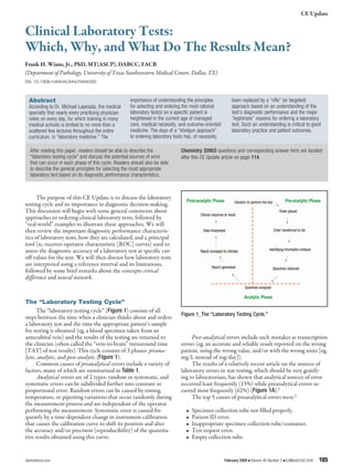 Clinical laboratory test: Which, Why and What do results mean?.full