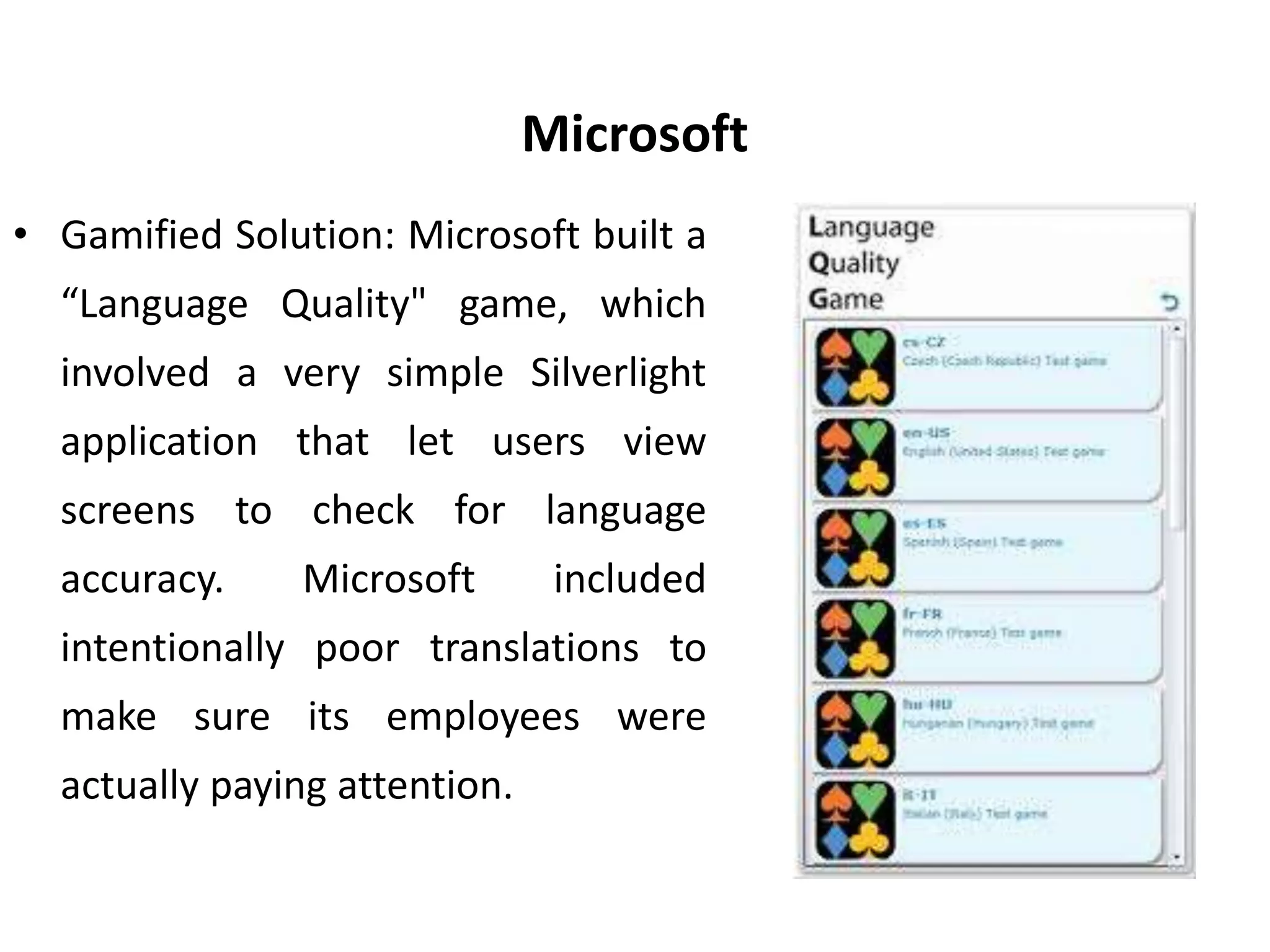 Microsoft language quality game - Gamification in employee engagement - Manu Melwin Joy | PPTX