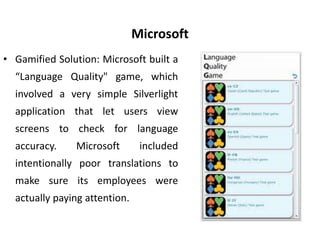 Microsoft language quality game - Gamification in employee engagement - Manu Melwin Joy | PPTX