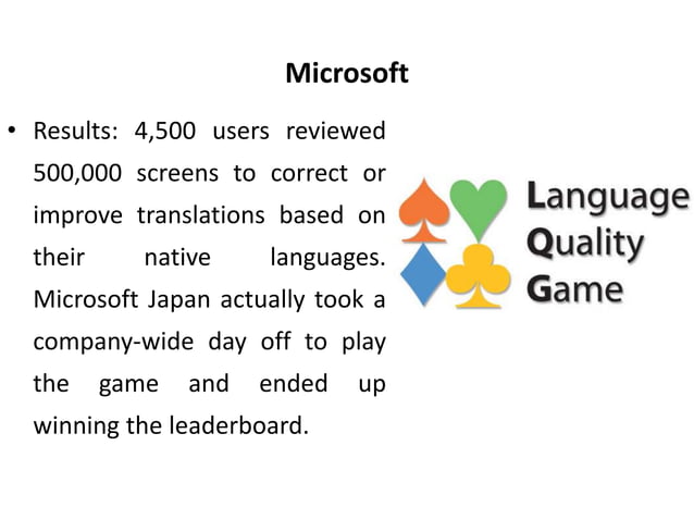 Microsoft language quality game - Gamification in employee engagement - Manu Melwin Joy | PPTX