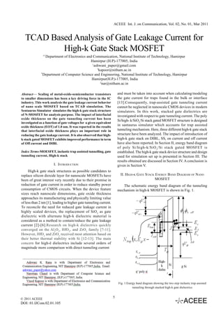 TCAD Based Analysis of Gate Leakage Current for High-k Gate Stack MOSFET | PDF