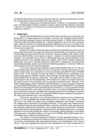 Packet Loss Rate Differentiation in slotted Optical Packet Switching OCDM/WDM | PDF