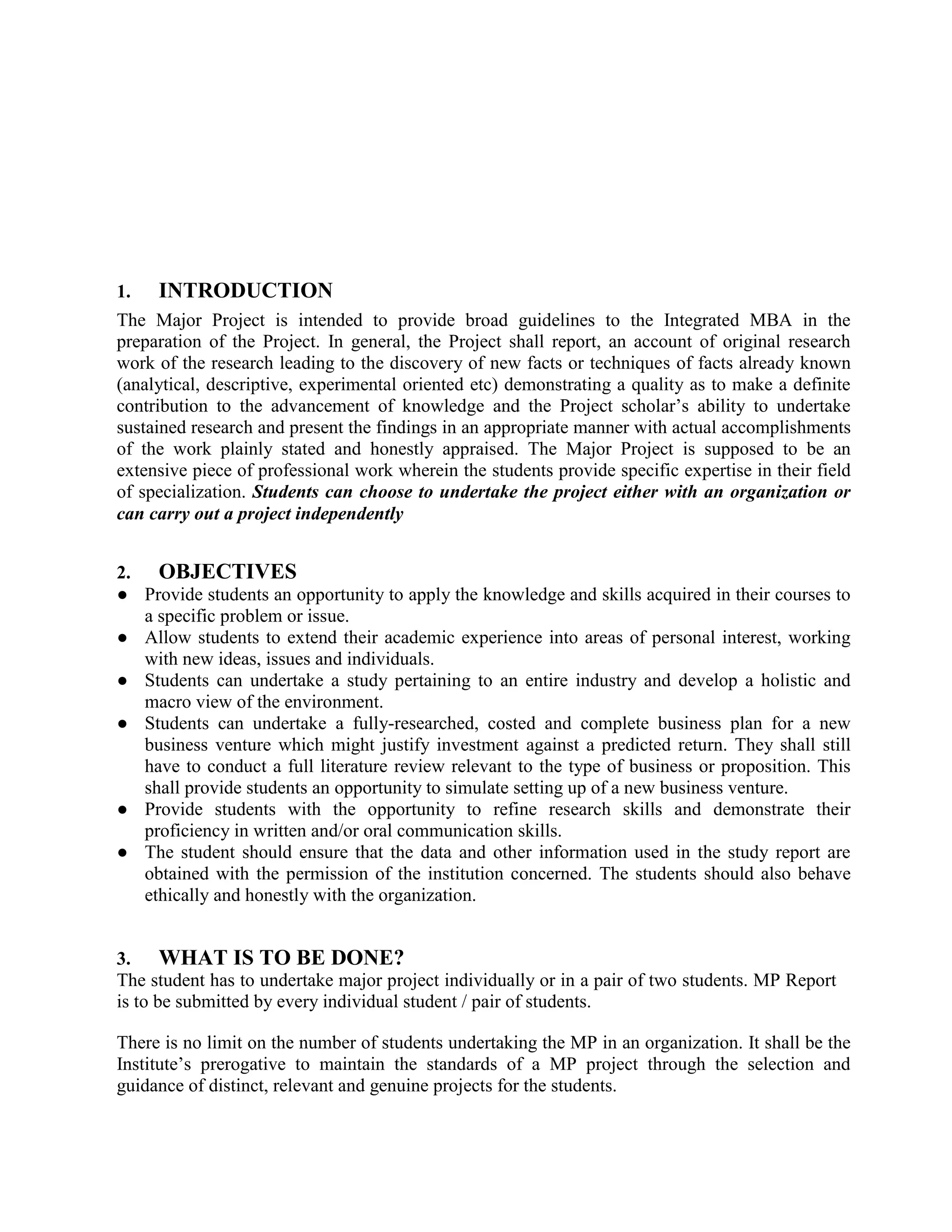 Major-Project Guideline collage industrial project | PDF