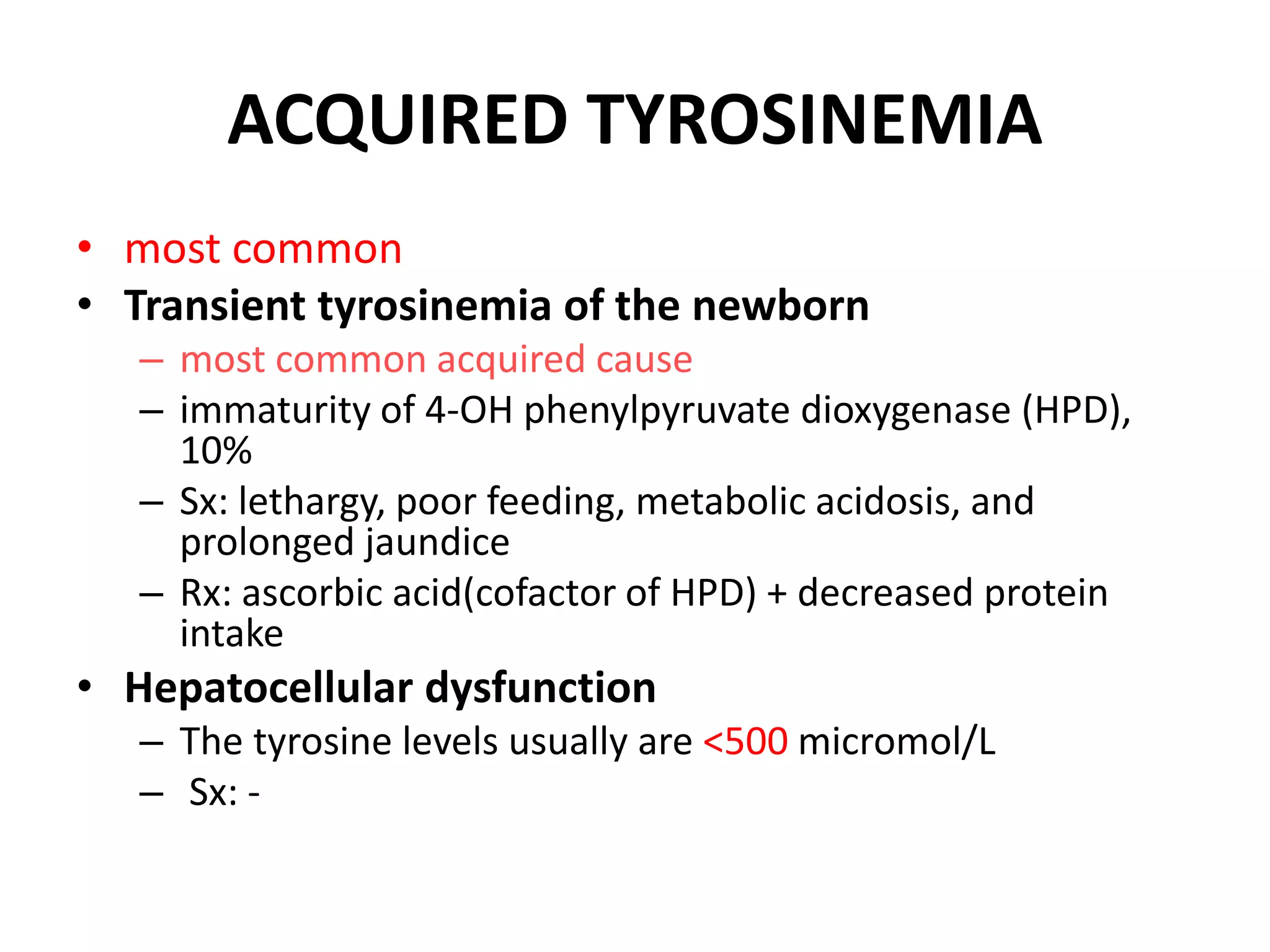 Disorder of tyrosine metabolism | PPTX
