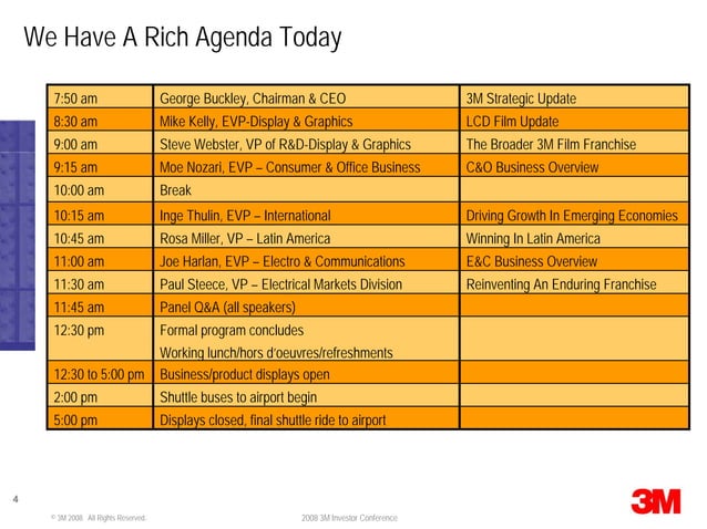 3m 3M Company's 2008 Investor | PDF | Business Expos & Conferences | Events