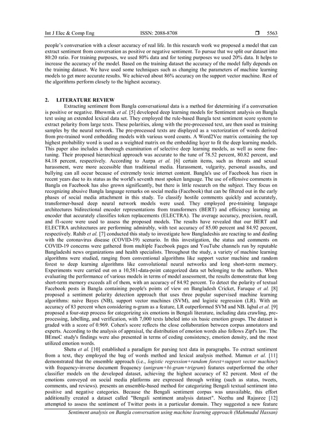 Sentiment Analysis On Bangla Conversation Using Machine Learning
