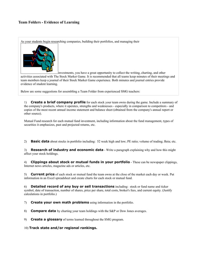 Team Folders - Evidence of Learning | DOC
