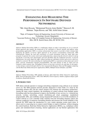 ENHANCING AND MEASURING THE PERFORMANCE IN SOFTWARE DEFINED NETWORKING | PDF