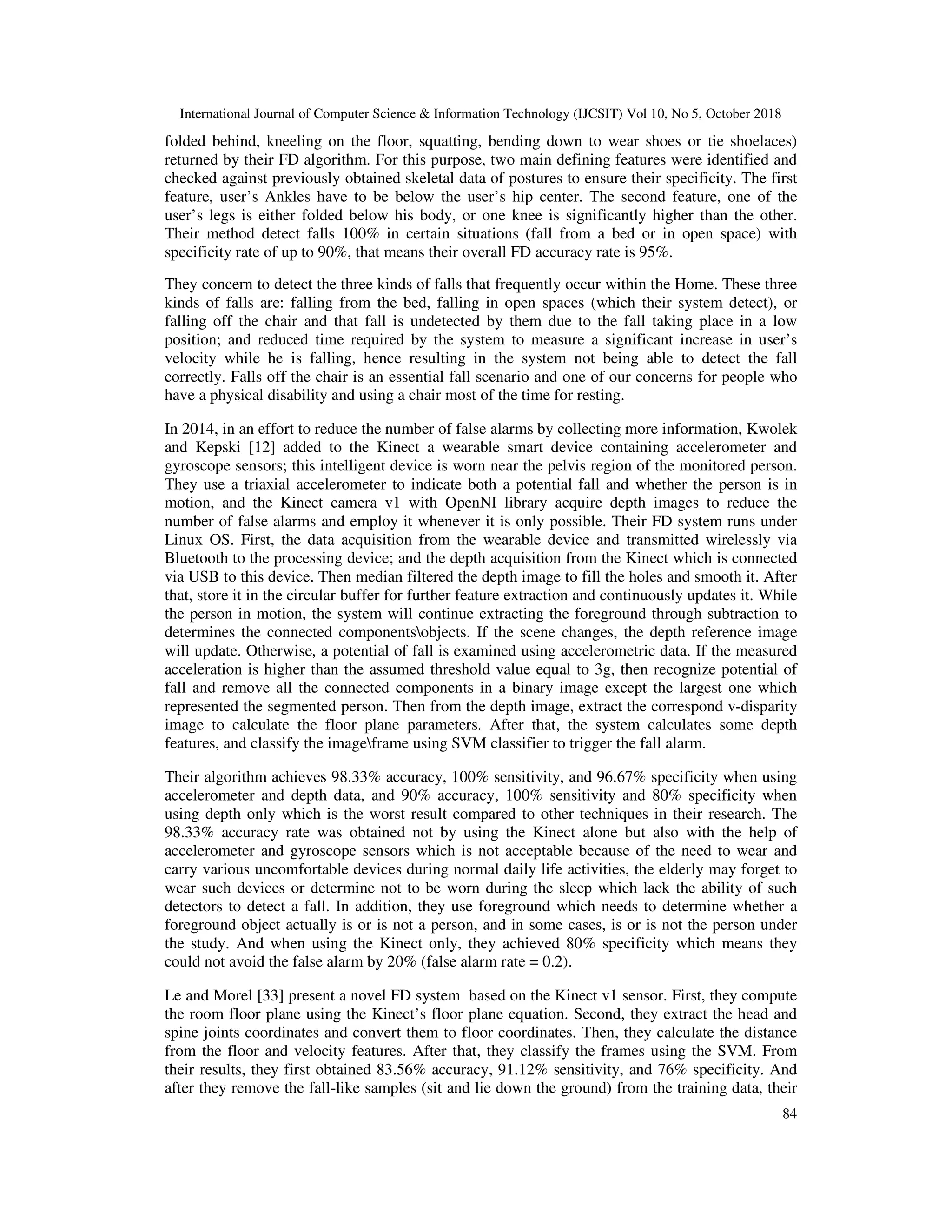 COMPUTER VISION-BASED FALL DETECTION METHODS USING THE KINECT CAMERA: A ...