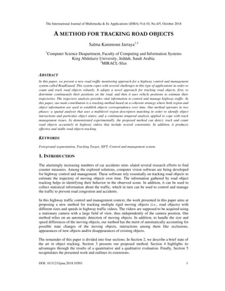 A METHOD FOR TRACKING ROAD OBJECTS | PDF