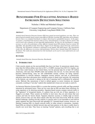 Benchmarks for Evaluating Anomaly Based Intrusion Detection Solutions | PDF