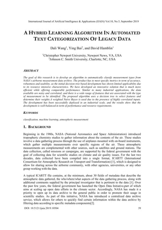 A HYBRID LEARNING ALGORITHM IN AUTOMATED TEXT CATEGORIZATION OF LEGACY DATA | PDF