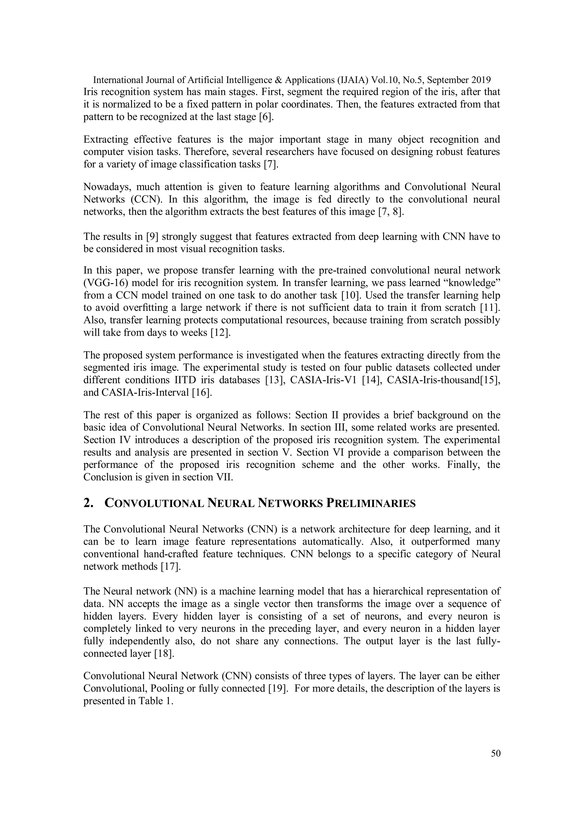 Transfer Learning with Convolutional Neural Networks for IRIS Recognition | PDF