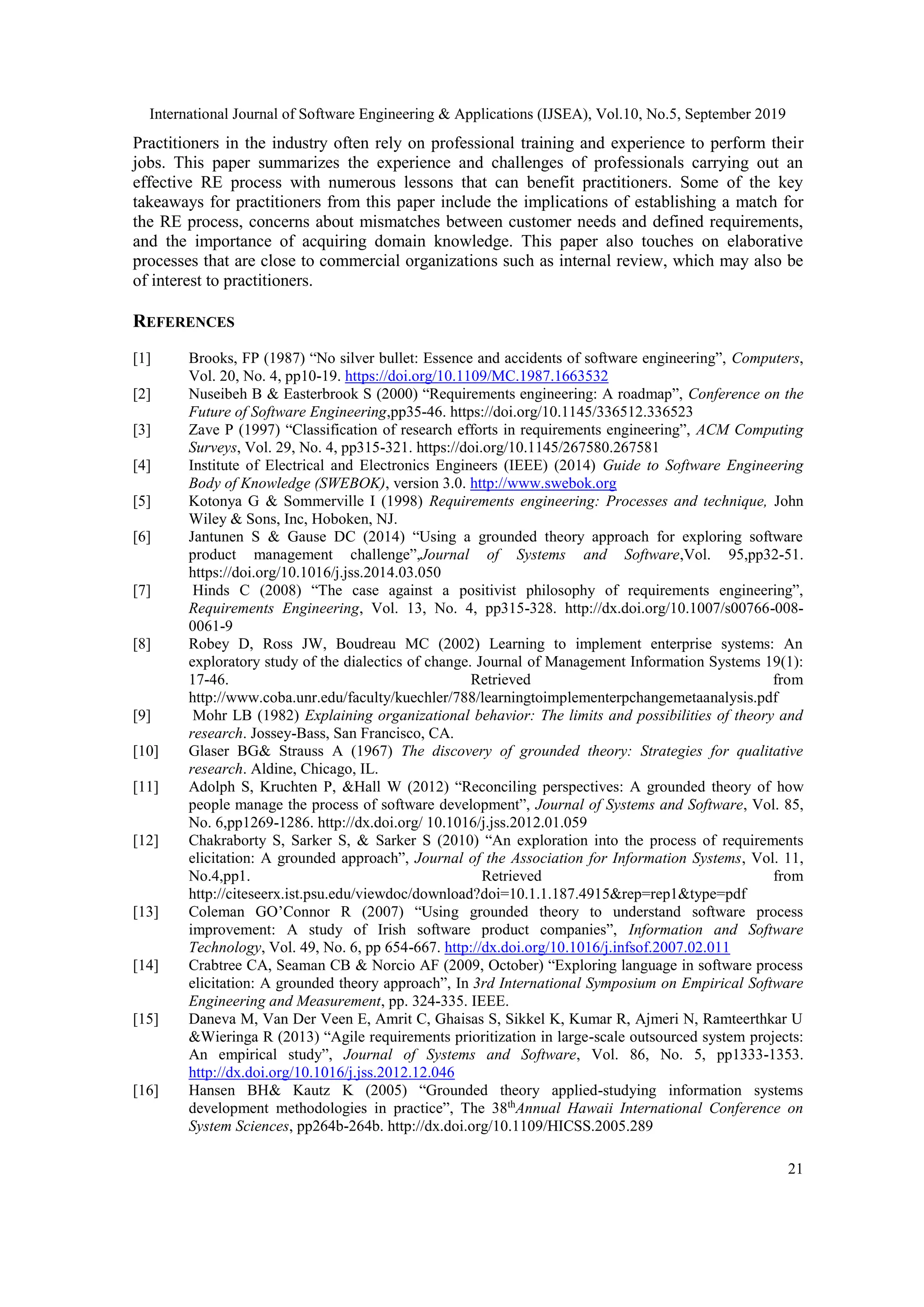 A Grounded Theory of the Requirements Engineering Process | PDF