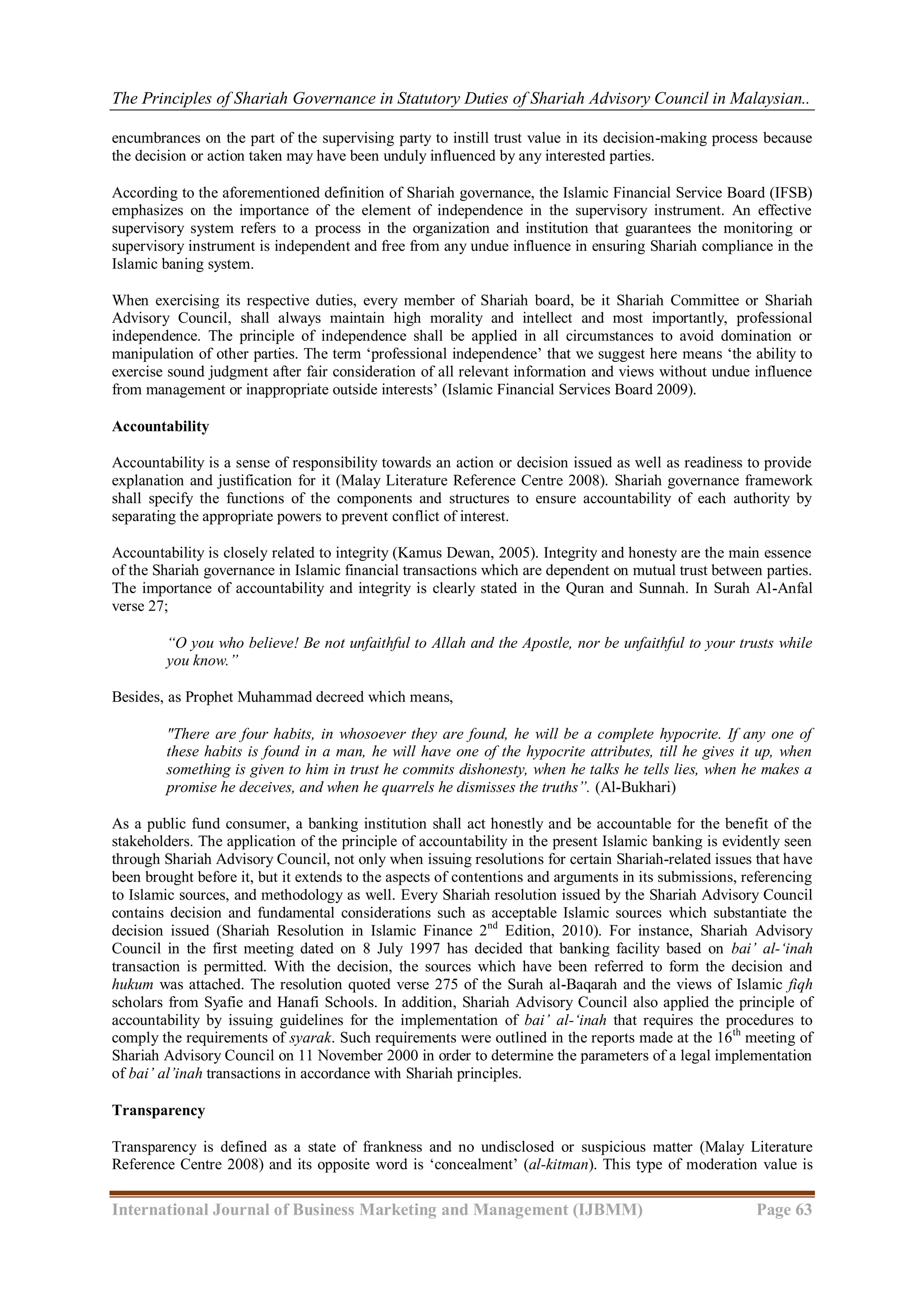 The Principles of Shariah Governance in Statutory Duties of Shariah ...