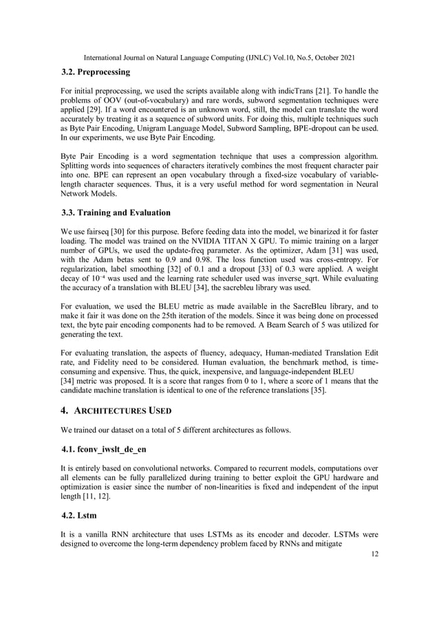 Analyzing Architectures For Neural Machine Translation Using Low Computational Resources Pdf