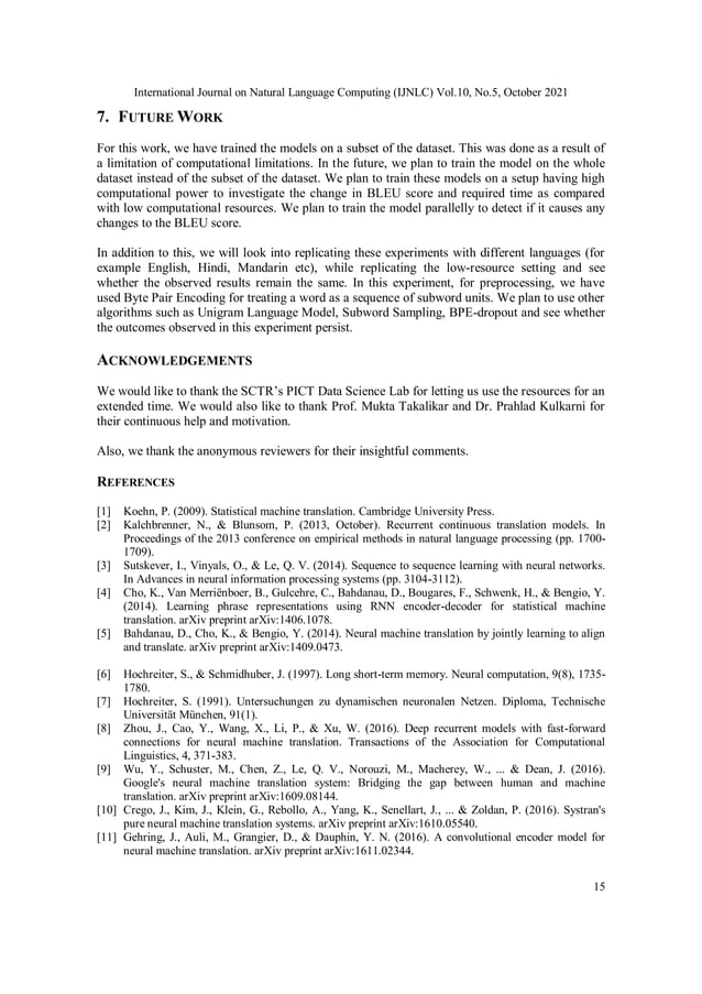 Analyzing Architectures For Neural Machine Translation Using Low Computational Resources Pdf