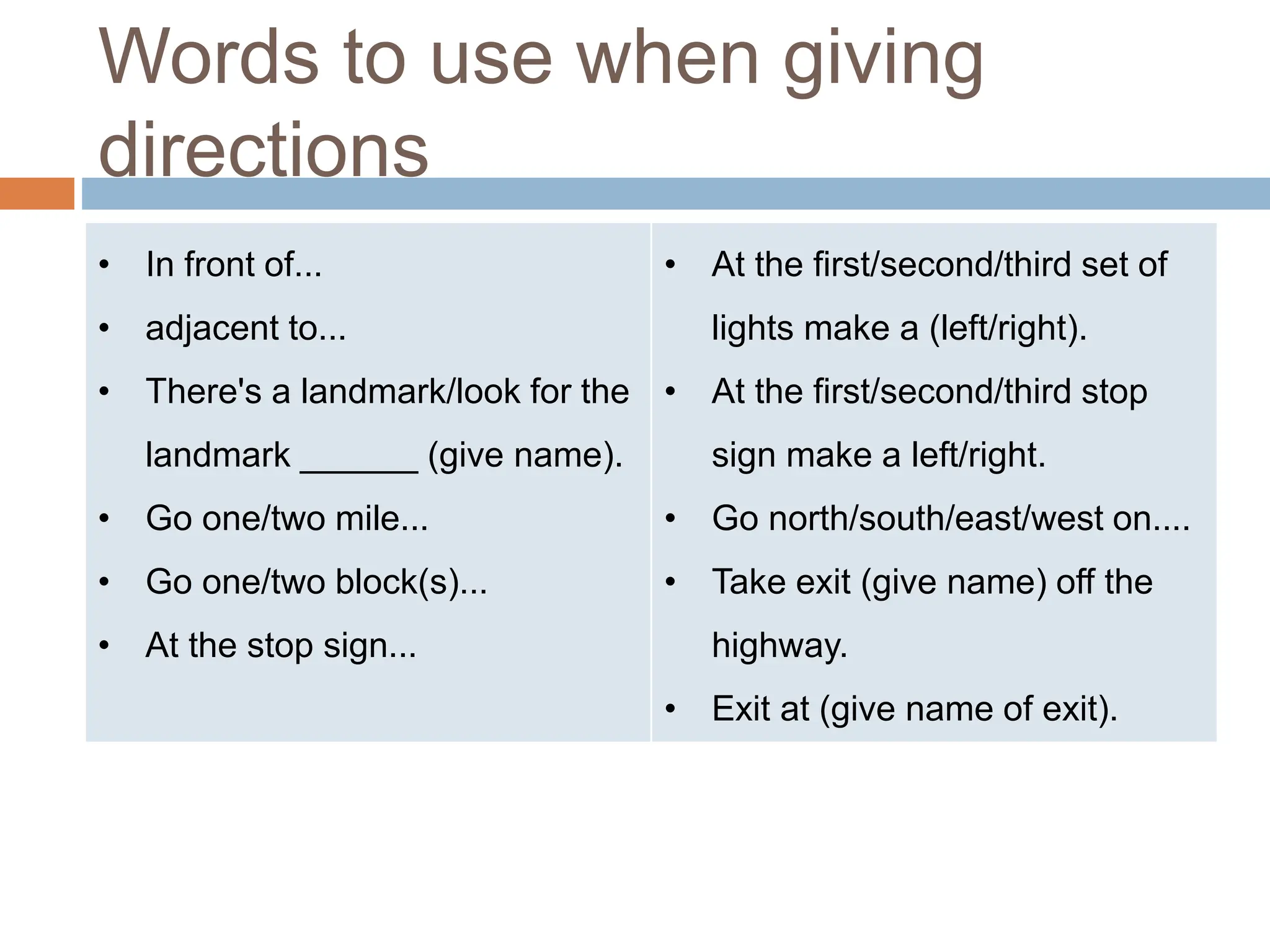 Giving direction in easy way for beginner | PPT