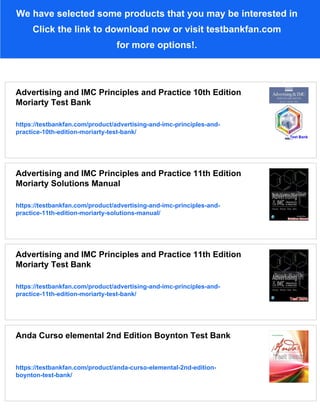 Advertising and IMC Principles and Practice 10th Edition Moriarty ...