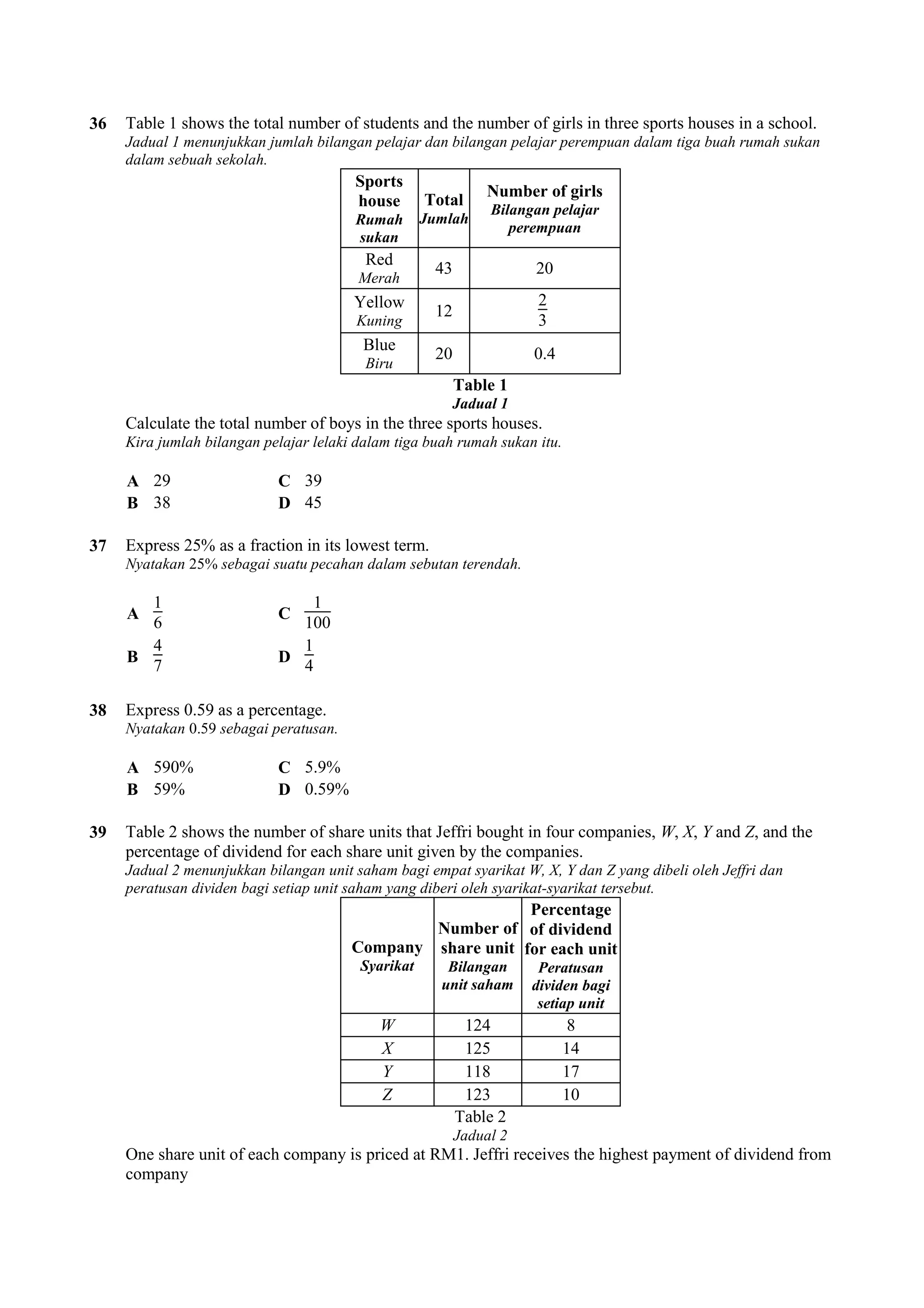 latihan -math-tingkatan 1 | PDF