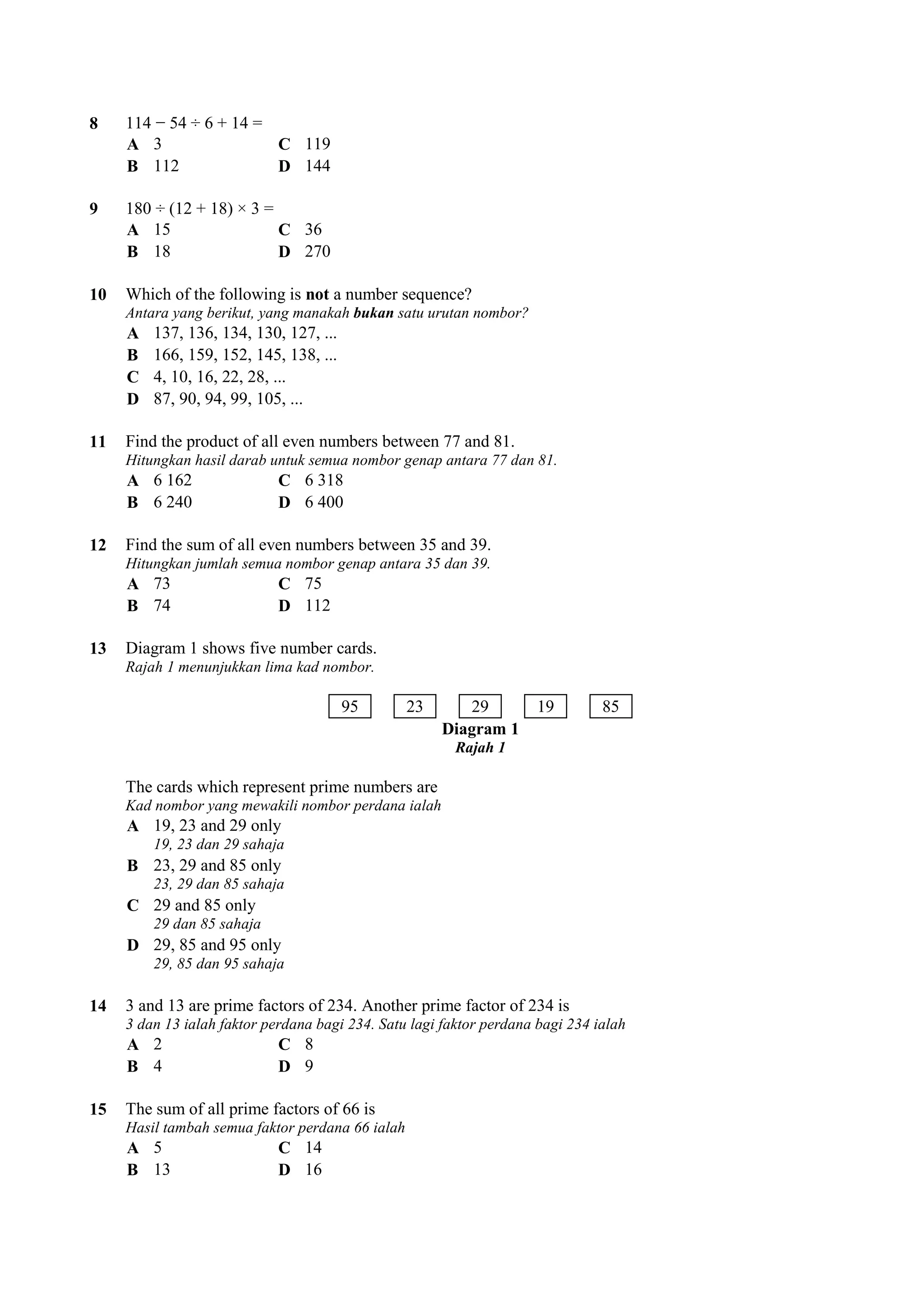 100 soalan Matematik Ting1 | PDF