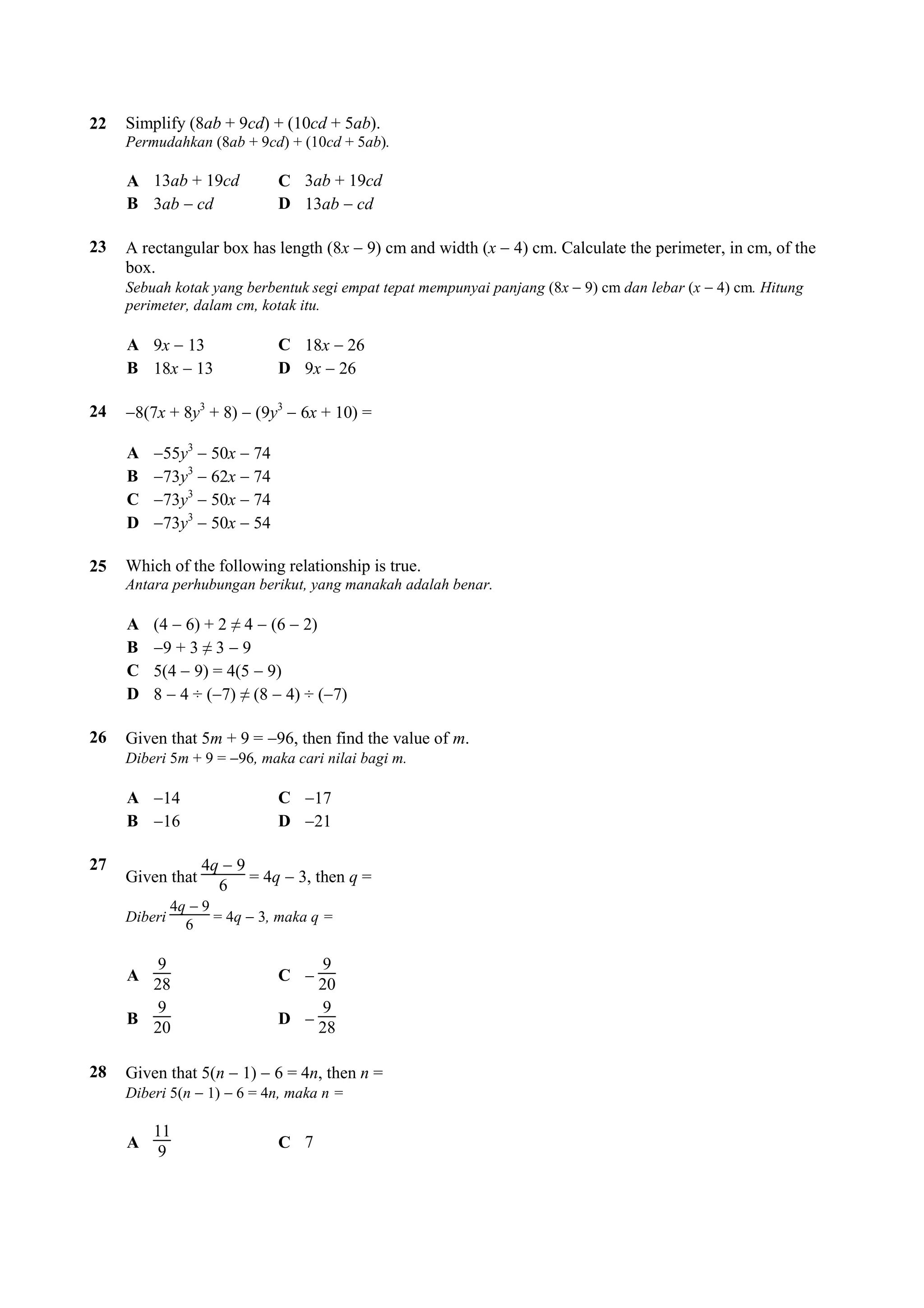 100 soalan Matematik Ting2 | PDF