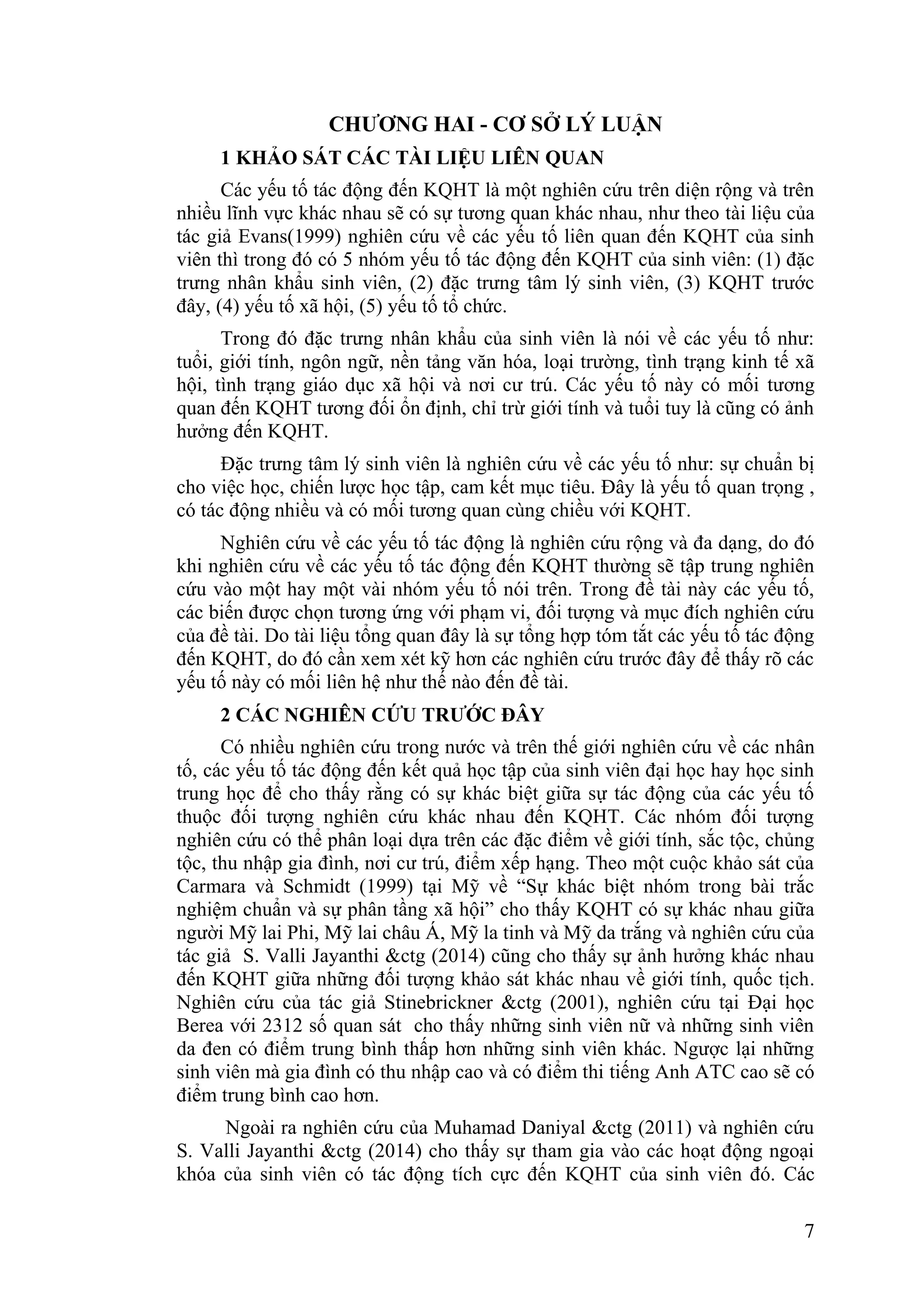 CÁC YẾU TỐ TÁC ĐỘNG ĐẾN KẾT QUẢ HỌC TẬP CỦA HỌC SINH TRUNG HỌC PHỔ THÔNG THÀNH PHỐ THỦ DẦU MỘT ...