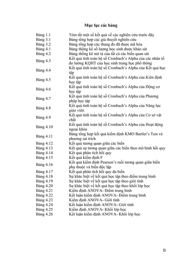CÁC YẾU TỐ TÁC ĐỘNG ĐẾN KẾT QUẢ HỌC TẬP CỦA HỌC SINH TRUNG HỌC PHỔ THÔNG THÀNH PHỐ THỦ DẦU MỘT ...