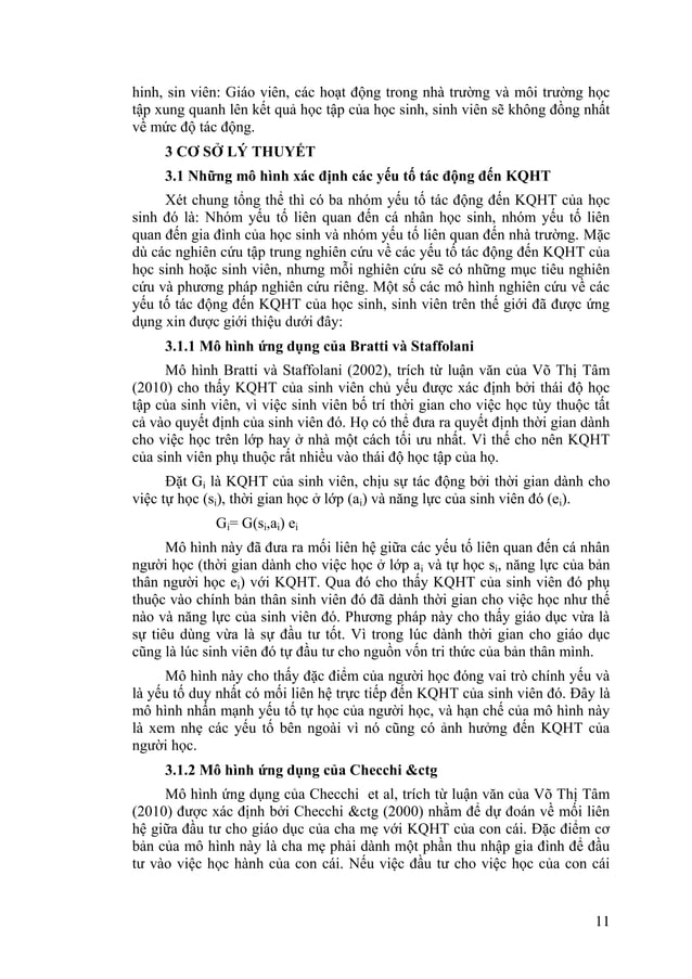 CÁC YẾU TỐ TÁC ĐỘNG ĐẾN KẾT QUẢ HỌC TẬP CỦA HỌC SINH TRUNG HỌC PHỔ THÔNG THÀNH PHỐ THỦ DẦU MỘT ...