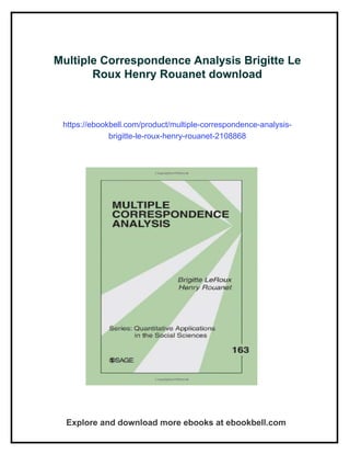 Multiple Correspondence Analysis Brigitte Le Roux Henry Rouanet | PDF
