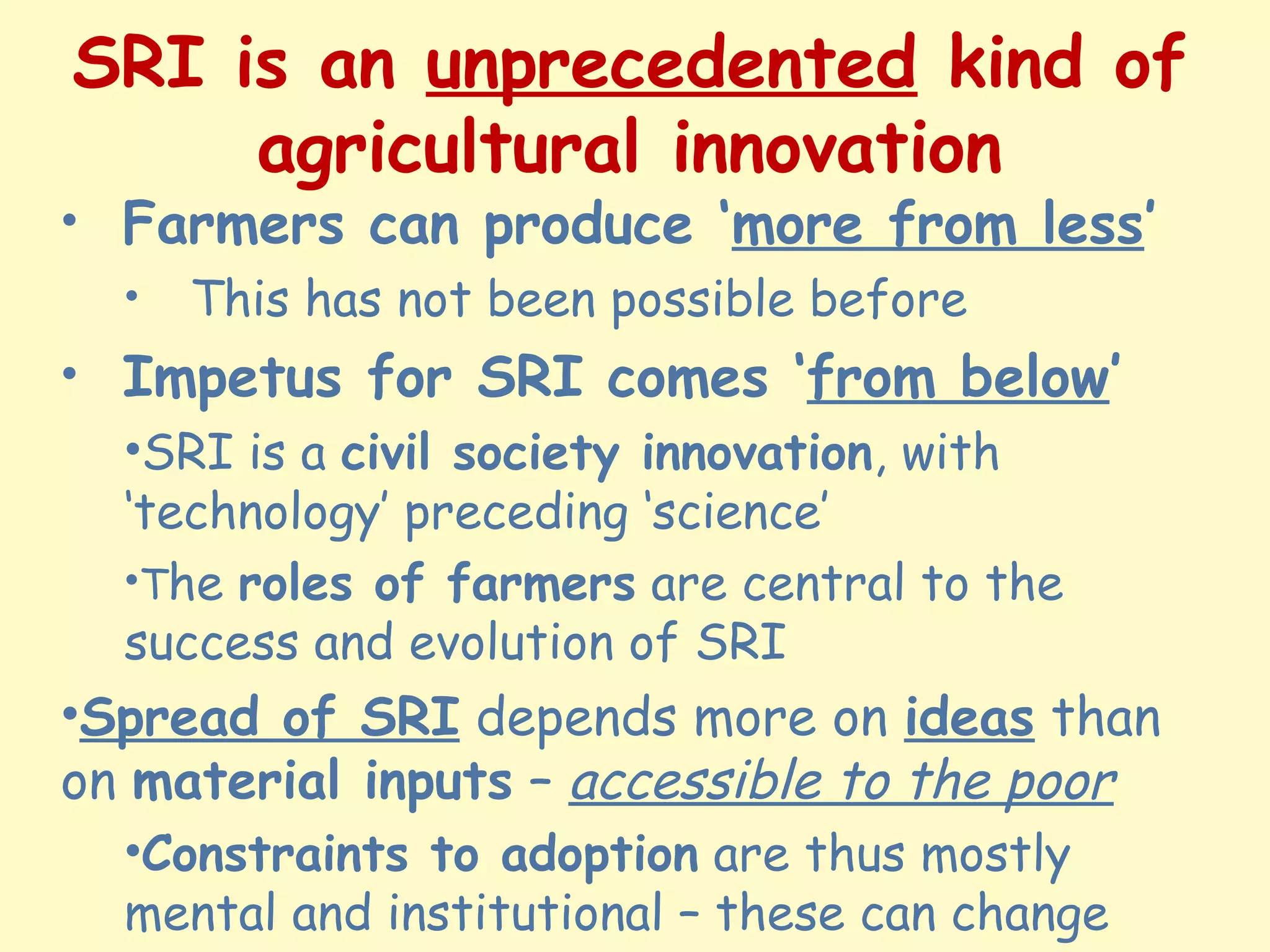 1054 Overview Of Sri System Of Rice Intensification Ppt