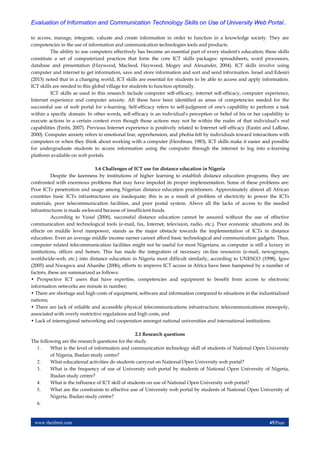 Evaluation of Information and Communication Technology Skills on Use of University Web Portal by ...