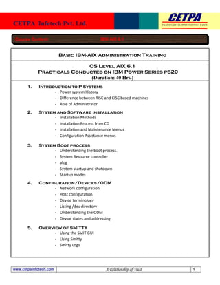Corporate_Training at CETPA Campus for IBM AIX 6.1 | PDF