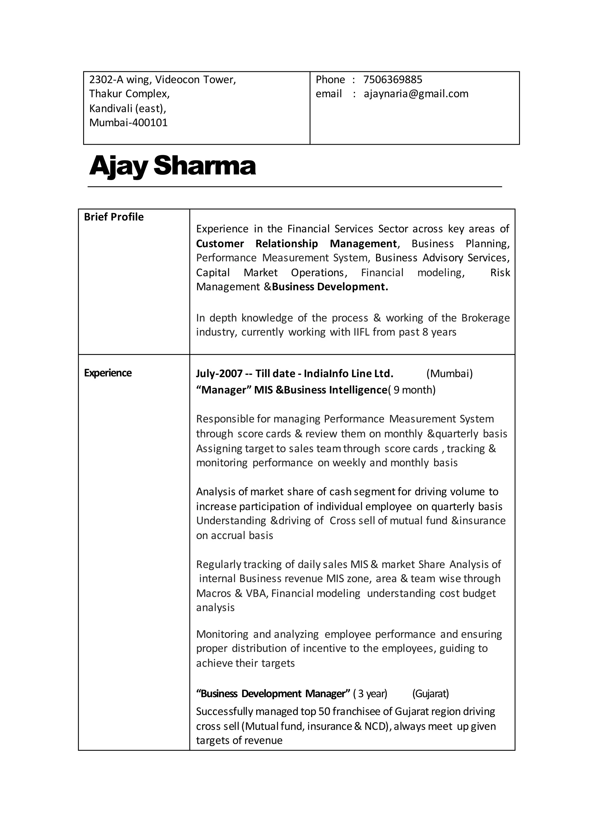 Ajay Sharma Resume | DOCX