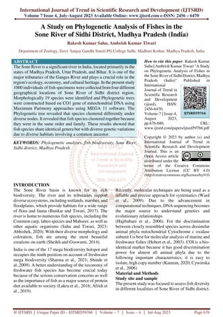 A Study on Phylogenetic Analysis of Fishes in the Sone River of Sidhi ...