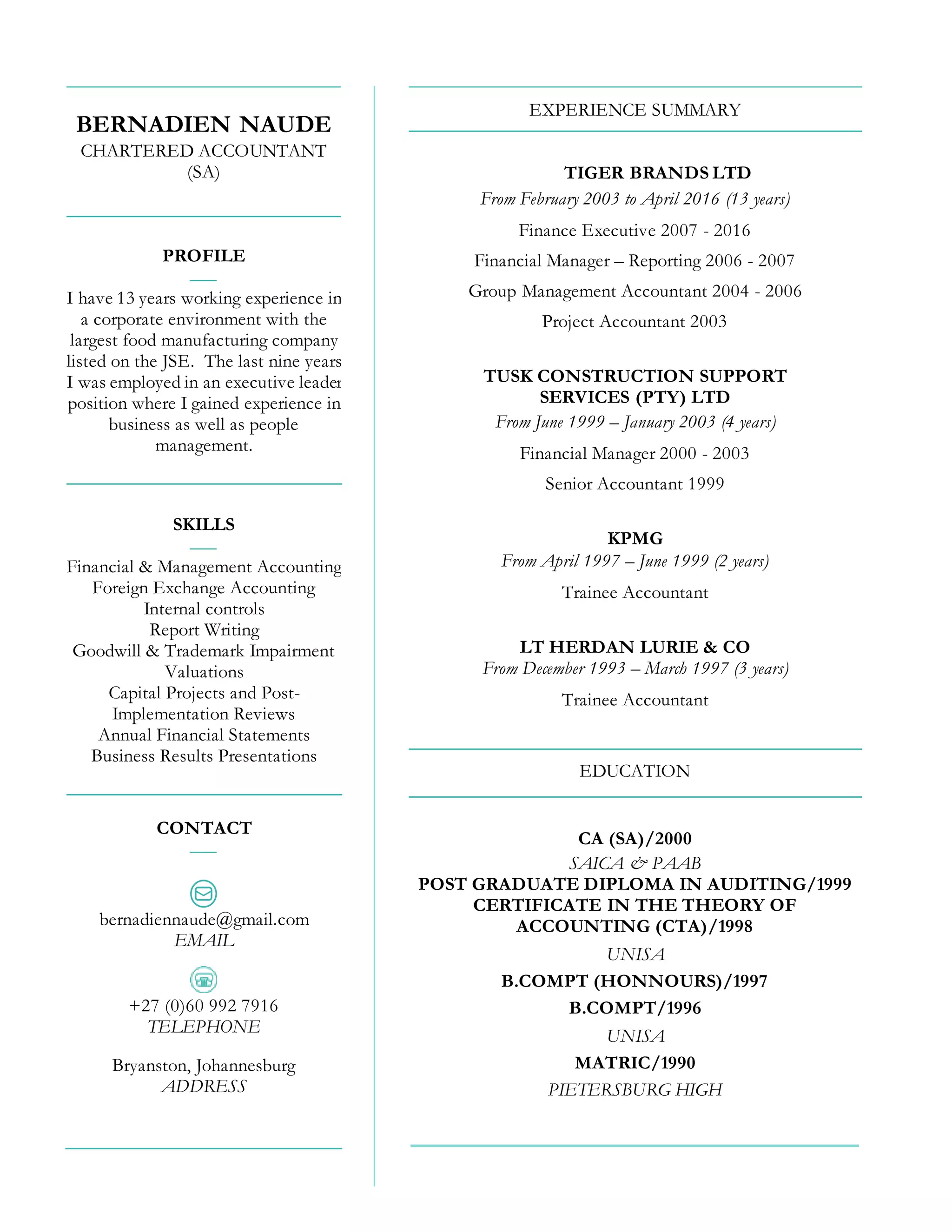 Bernadien Naude CV Nov 2016 v2 | PDF