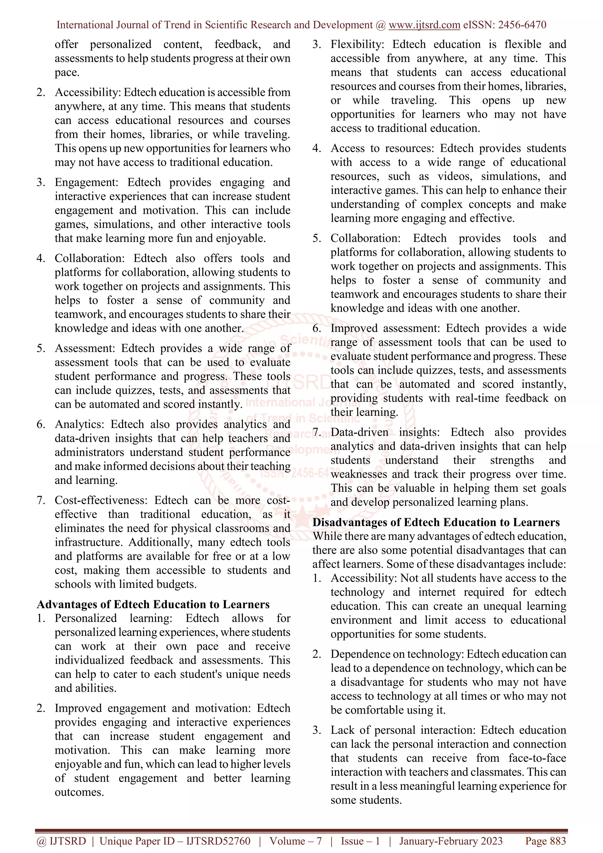 Revolutionizing Learning An Exploration of the Benefits and Challenges of EdTech in the ...