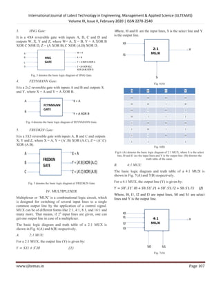 Design of Multiplexers, Decoder and a Full Subtractor using Reversible ...