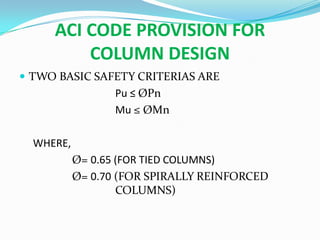 Uniaxial Column Design | PPTX