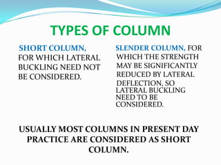 Uniaxial Column Design | PPTX