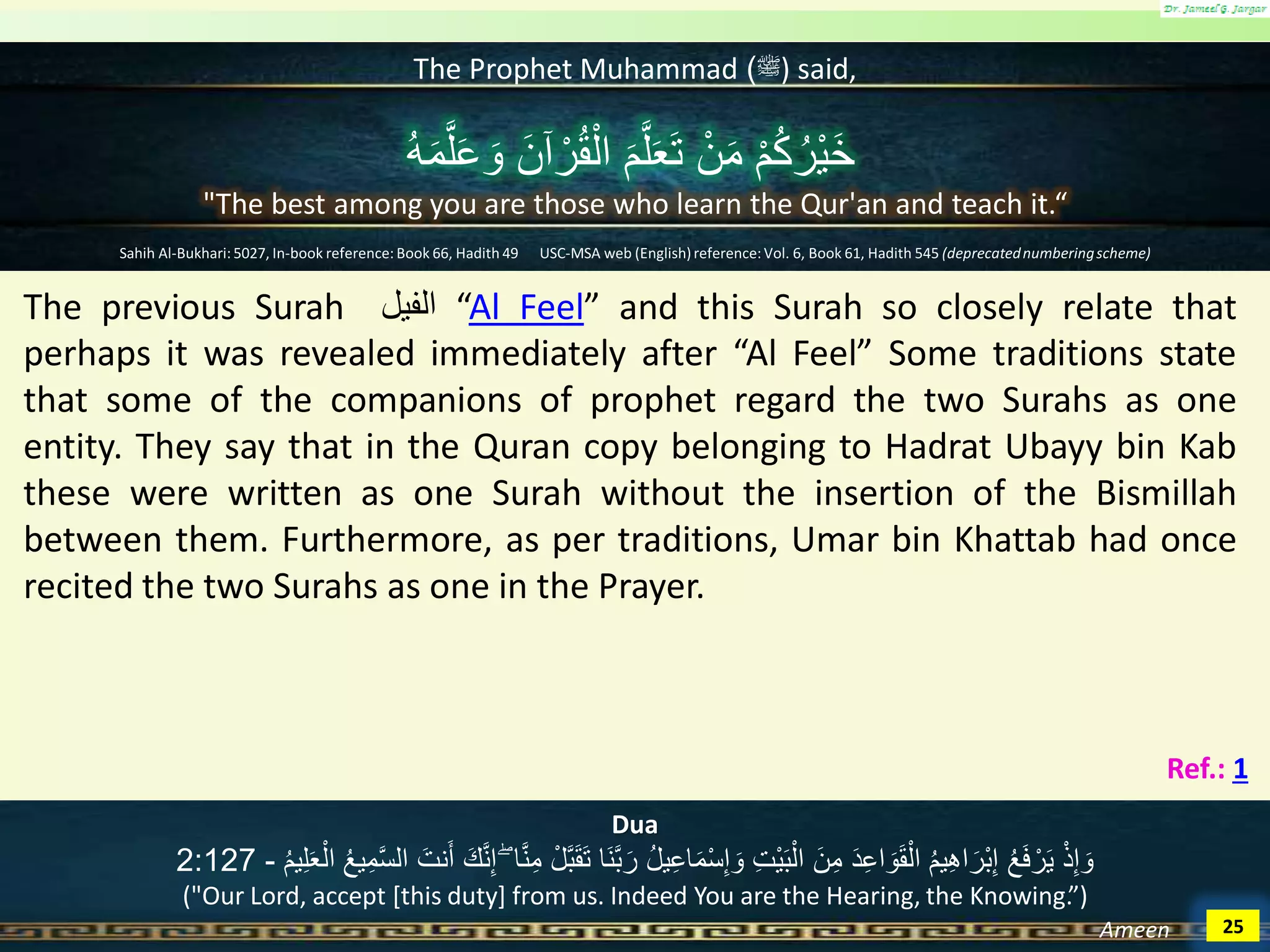 Al Quran (Chapter 106): Surah Quraysh [Quraysh an Arab Tribe] | PDF ...