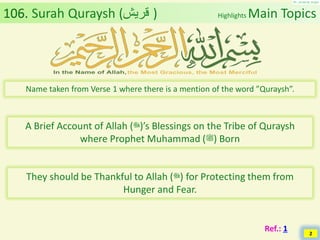 Al Quran (Chapter 106): Surah Quraysh [Quraysh an Arab Tribe] | PDF