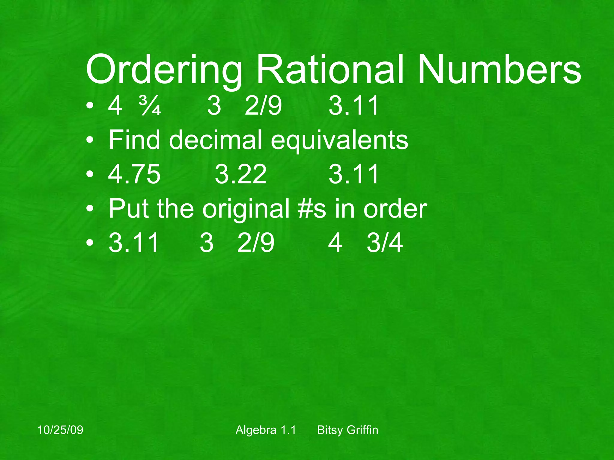106 Rationals Lesson | PPT