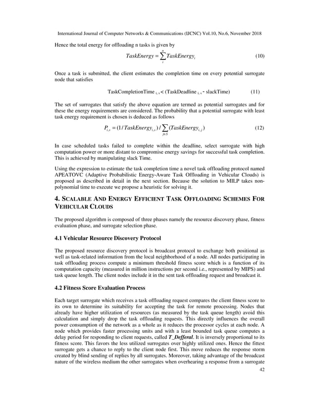 SCALABLE AND ENERGY EFFICIENT TASK OFFLOADING SCHEMES FOR VEHICULAR CLOUD COMPUTING | PDF